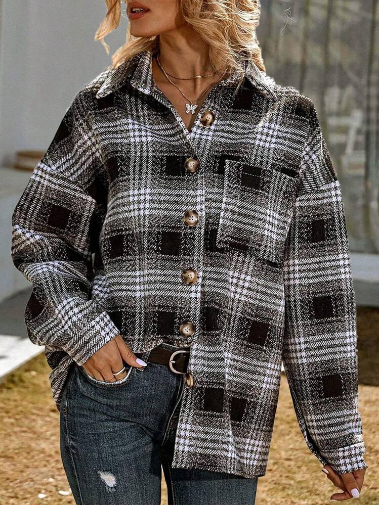 Black & white plaid shacket – Four13 Boutique